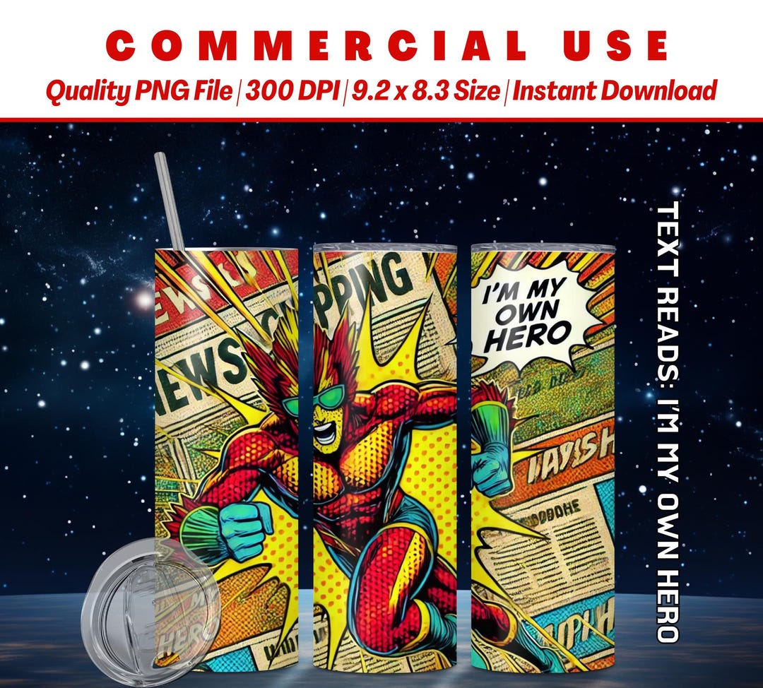 20oz I'm My Own HERO Comic Wrap | Background | Notebook | Scrapbook ...