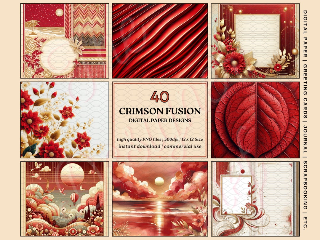 40 CRIMSON FUSION Theme: Beautiful Backgrounds Digital Wallpaper ...