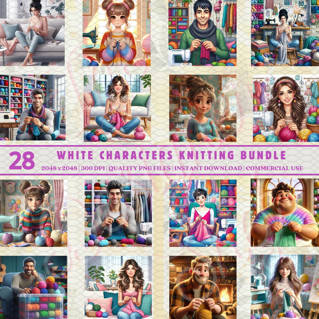 28 WHITE CHARACTERS KNITTING Bundle | Charming and Playful | Animation ...