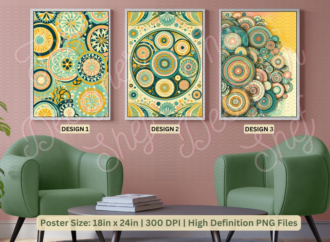 THREE POSTERS Mosaic Charm 18 X 24 Captivating Wall Art Home Decor ...