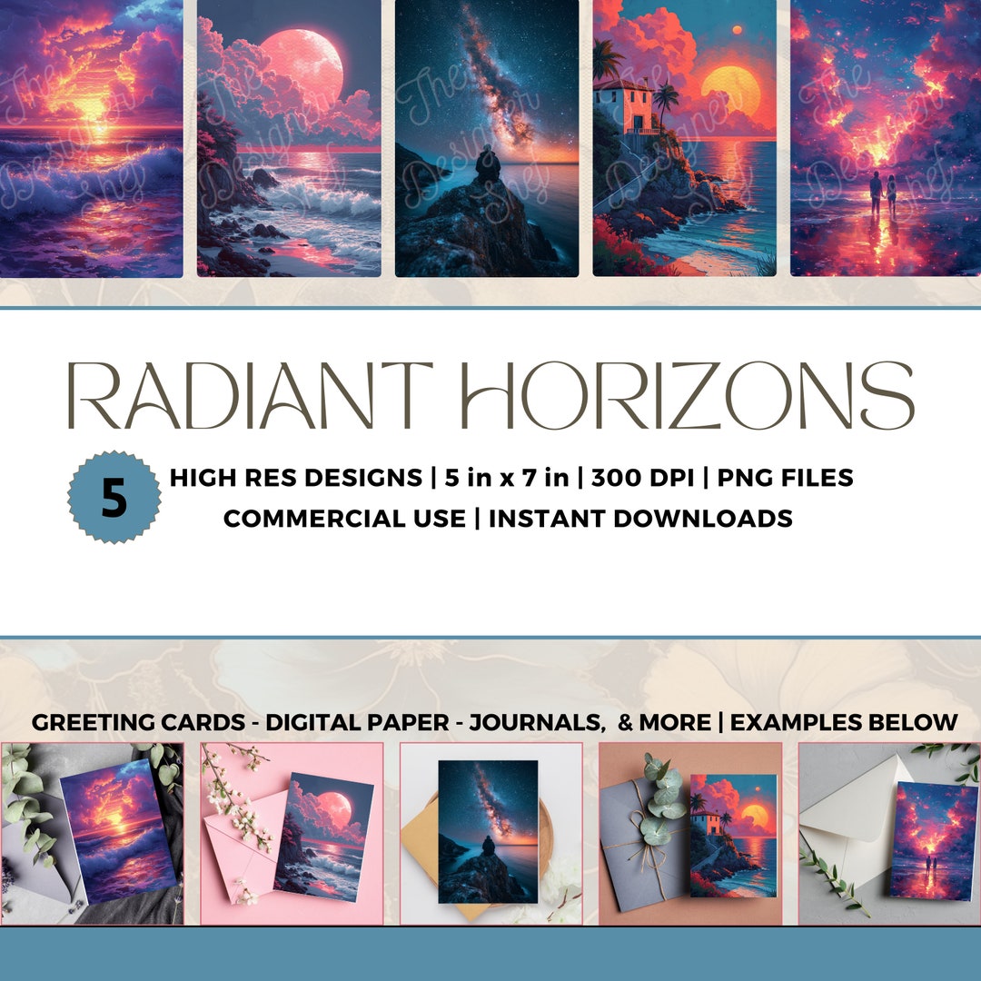 5 High-res Digital Designs | Radiant Horizons | Greeting Cards ...