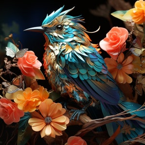 5 Avian Euphoria Digital Paper Theme - Beautiful Bird Paper Backgrounds ...