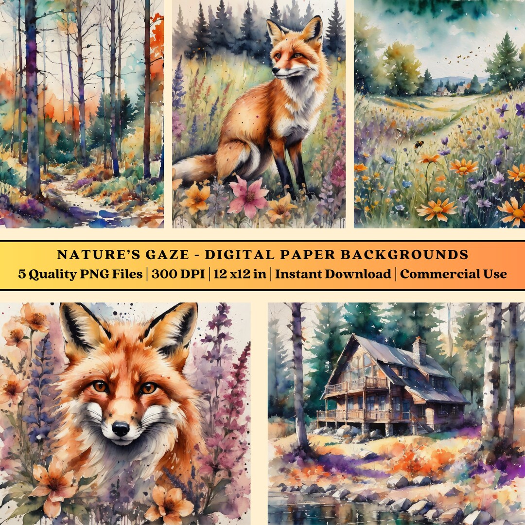 5 Nature's Gaze Digital Paper | Unique | Backgrounds | Scrapbook ...
