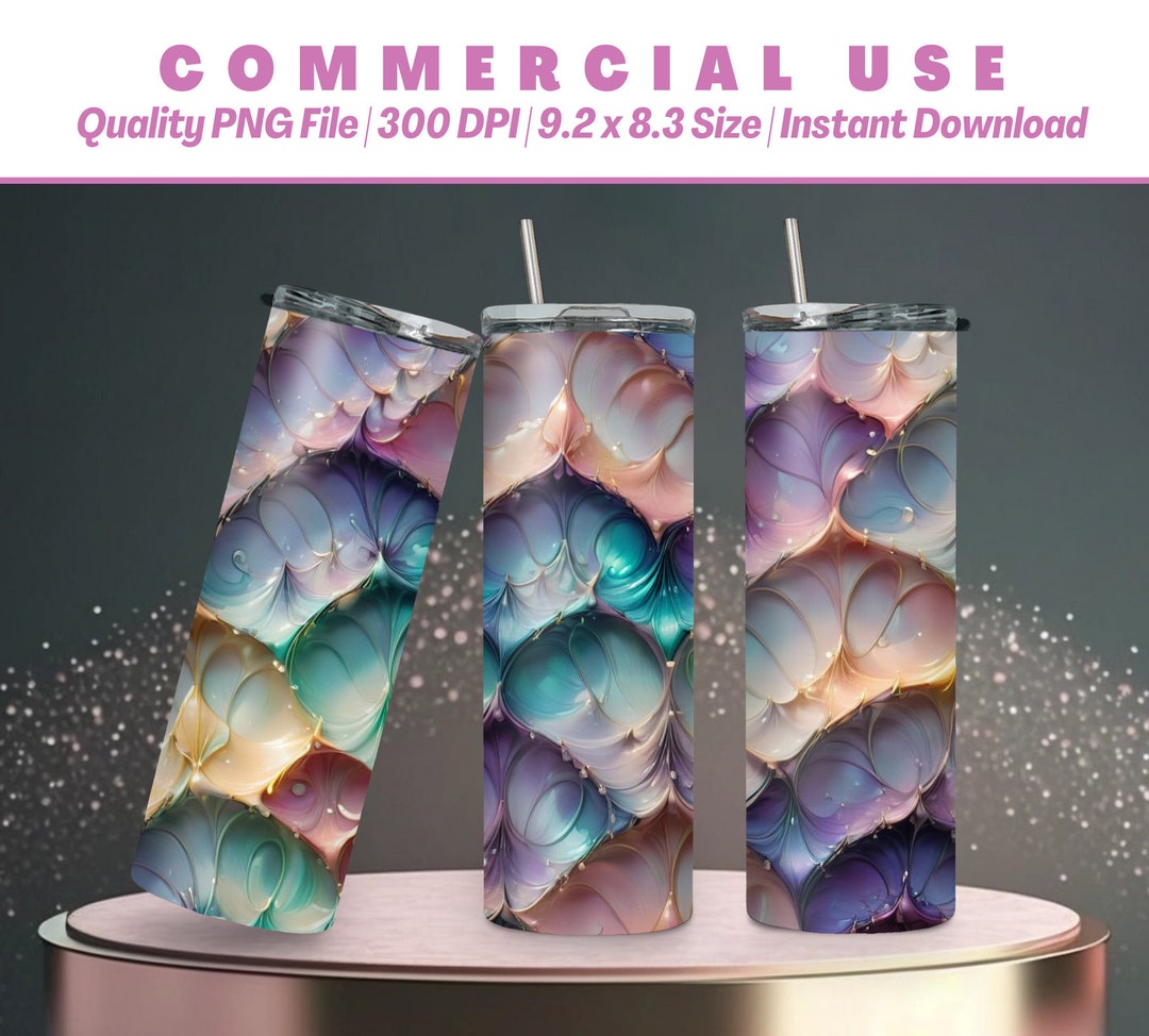 20oz Pretty 3D Scale Tumbler Wrap Design | Diverse | Watercolor ...
