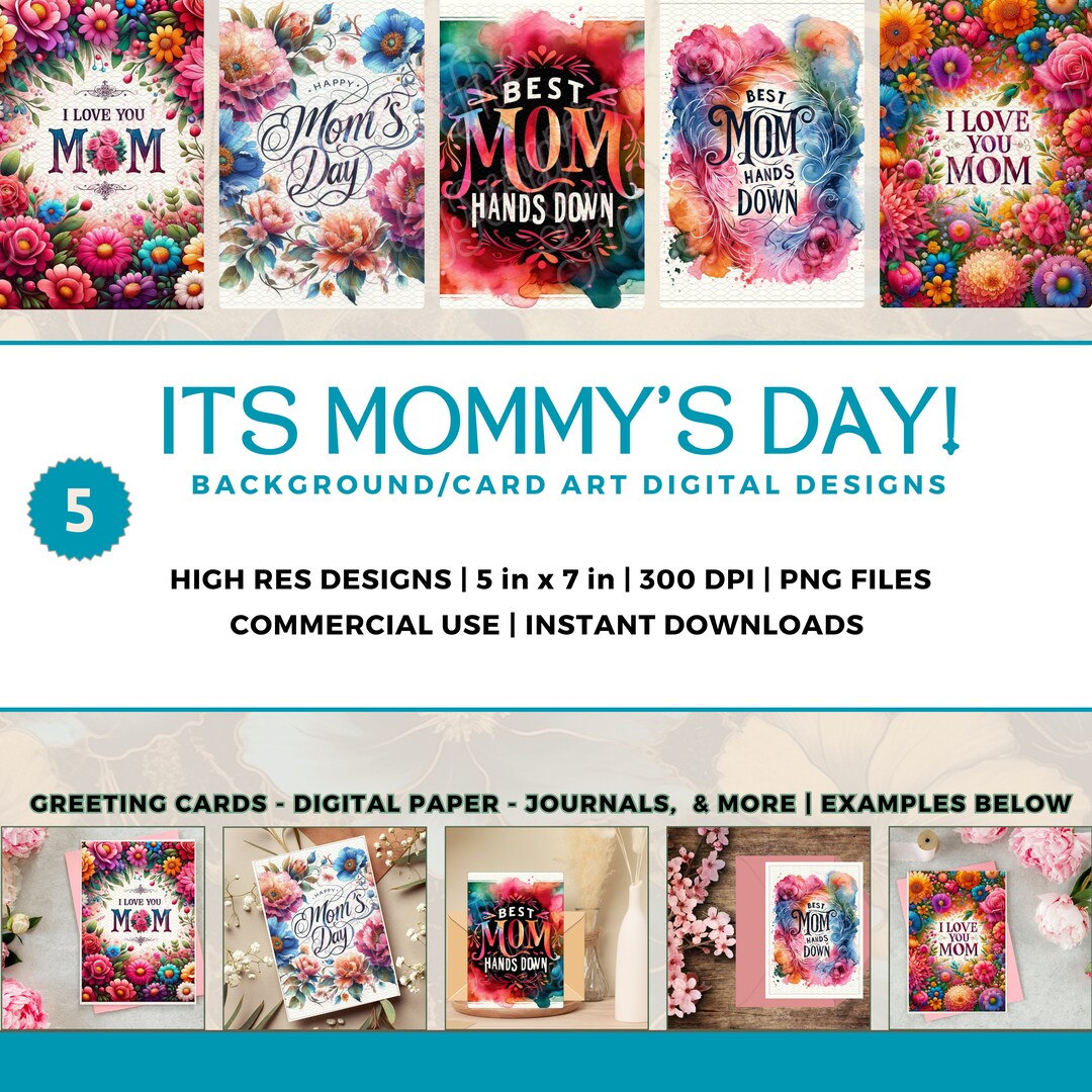 5 High-res Digital Designs | Mother’s Day | Greeting Cards ...