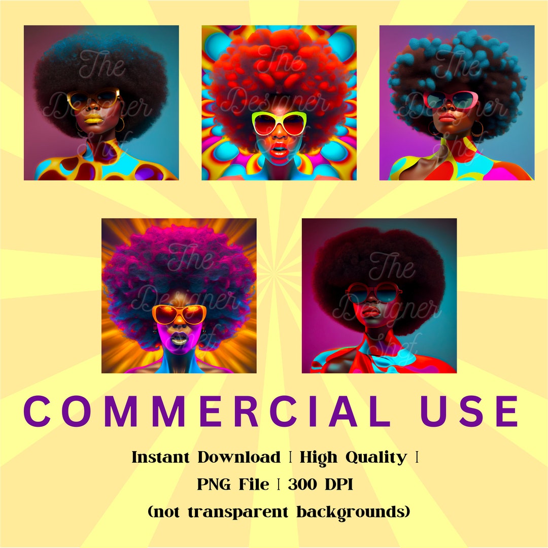 AFRO GIRL Clipart, Fashionable Black Women, Black Ladies Png, Advance ...