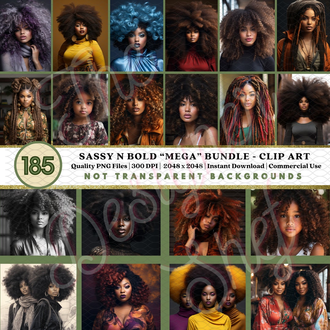 185 Sassy N Bold *MEGA BUNDLE*: Expressive Hair Digital Clipart ...
