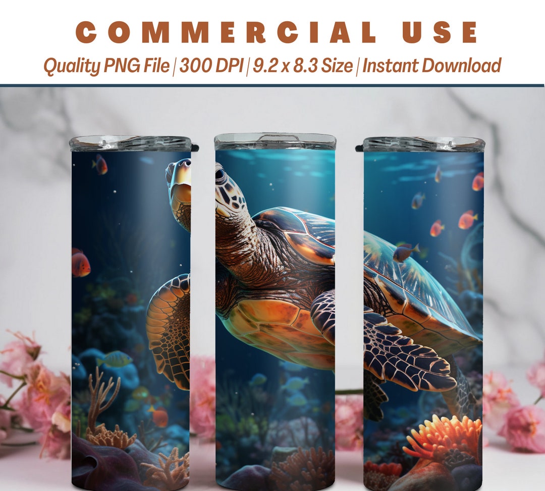 20 Oz Vibrant Sea Turtle Tumbler Wrap, Sea Life Tumbler Wrap Png ...