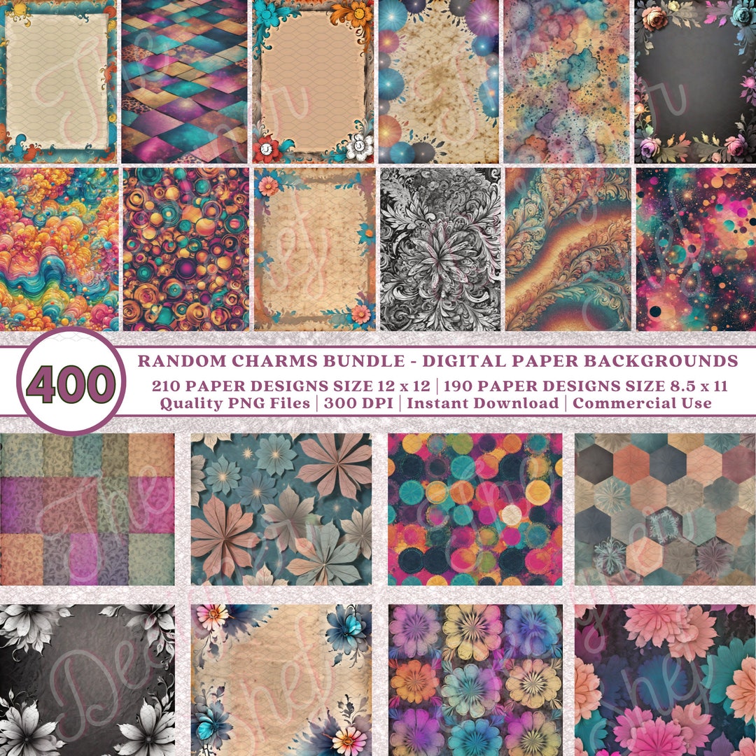 400 RANDOM CHARM Digital Paper Bundle: Backgrounds | Notebook ...