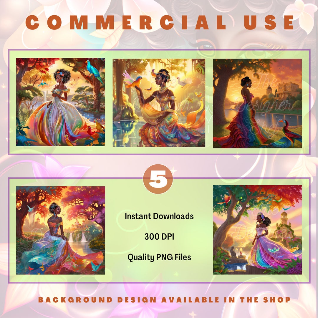 5 Black Princesses, Princess Fashion Clipart, Black Princess Png ...