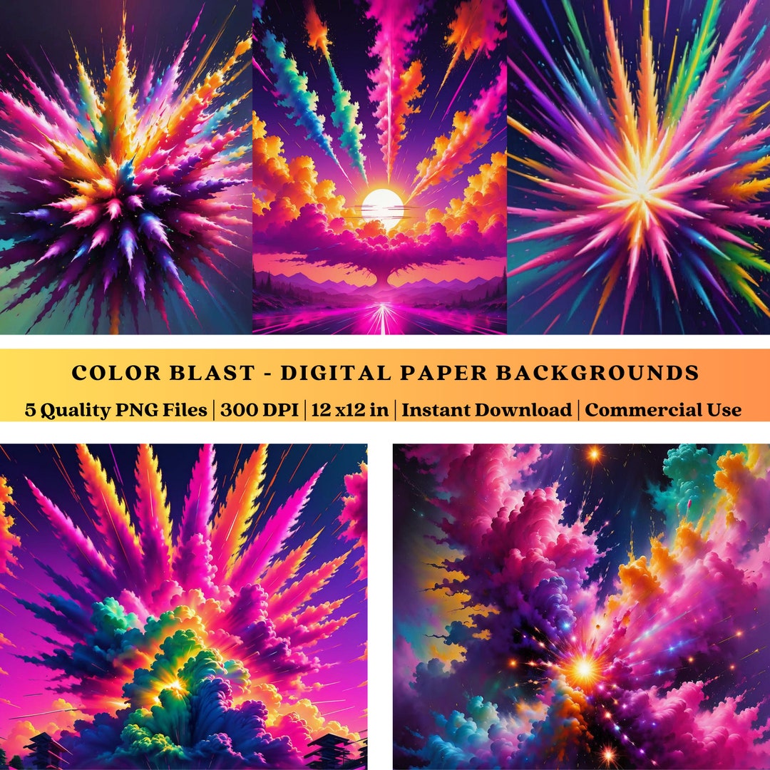 5 Color Blast Digital Paper Theme | Vibrant | Background | Wallpaper ...