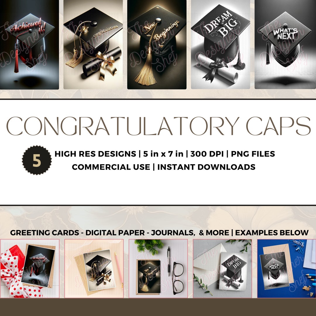 5 Hi-res Congratulatory Caps Digital Designs | Greeting Cards ...