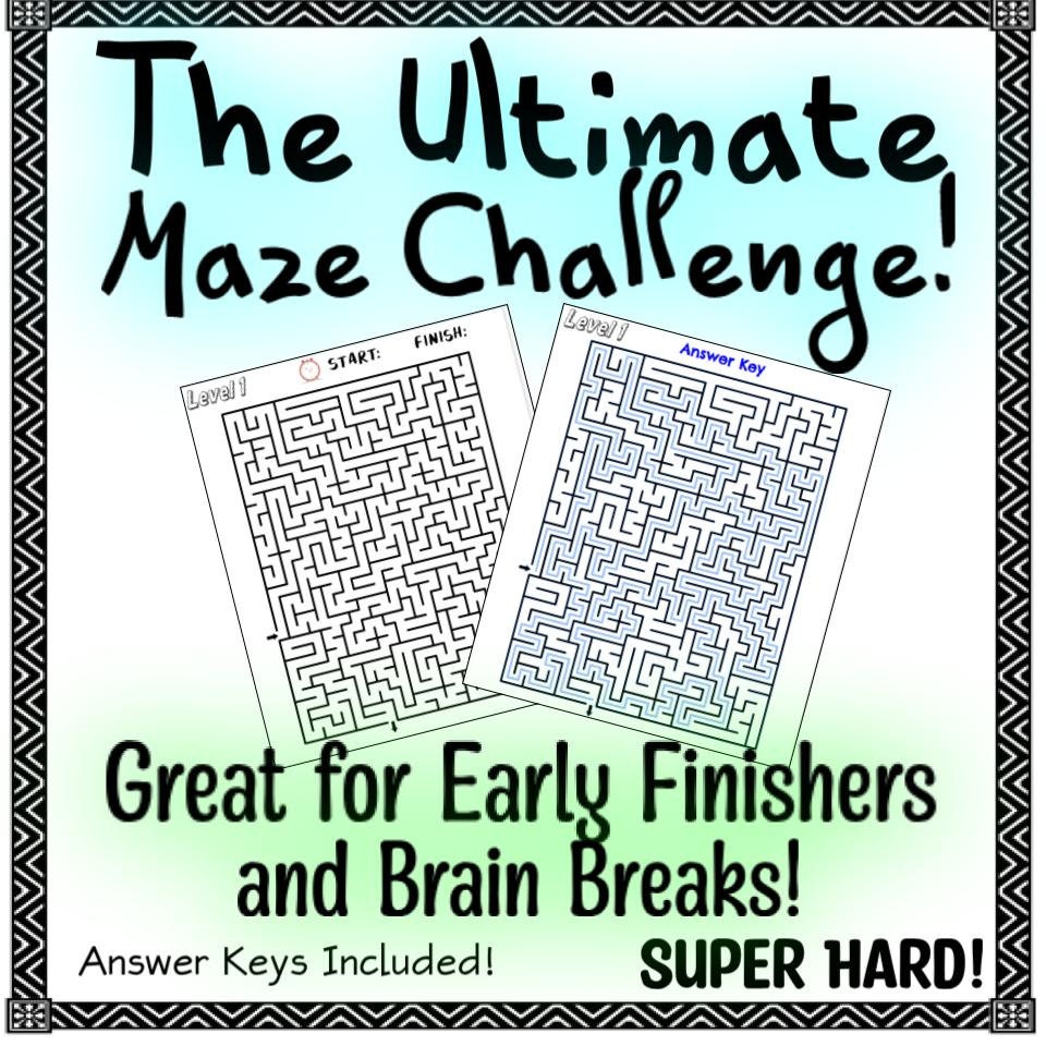 Super Hard Maze Puzzles for Early Finishers and Brain Breaks - Etsy