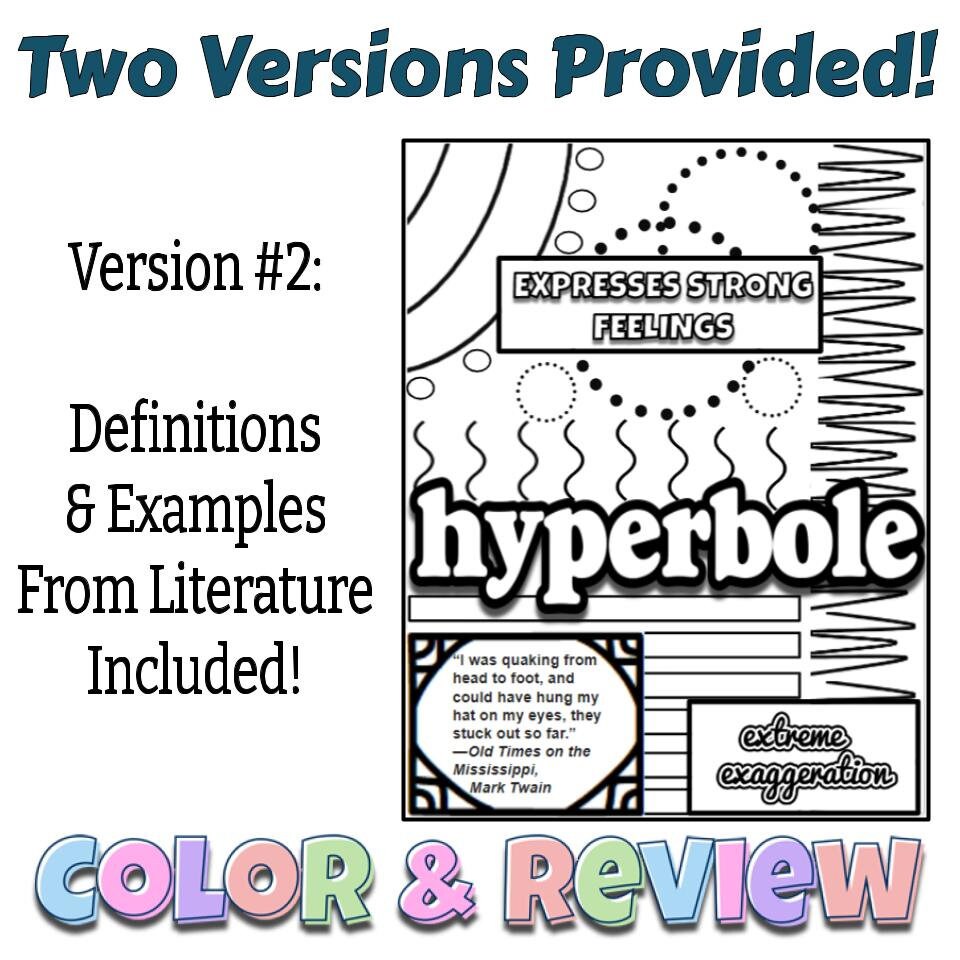 Literary Devices Doodle Coloring Pages - Etsy