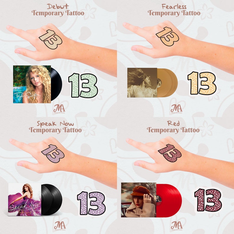Temporary 13 Tattoo Taylor Swift Inspired 13 - Etsy