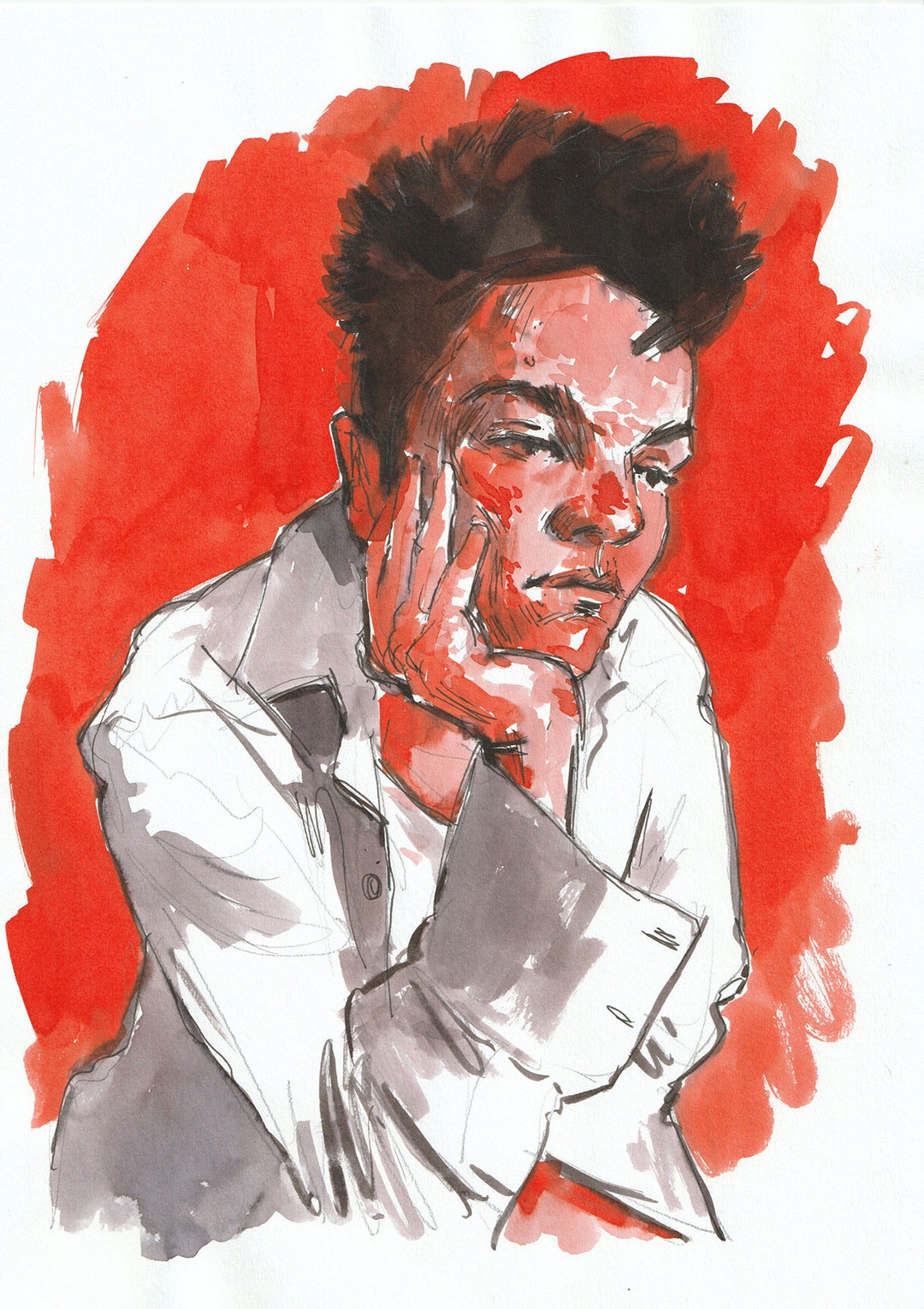 Lilith Original Portrait Drawing in Ink A4 21 X 29.7cm 8.3 X 11.7 ...