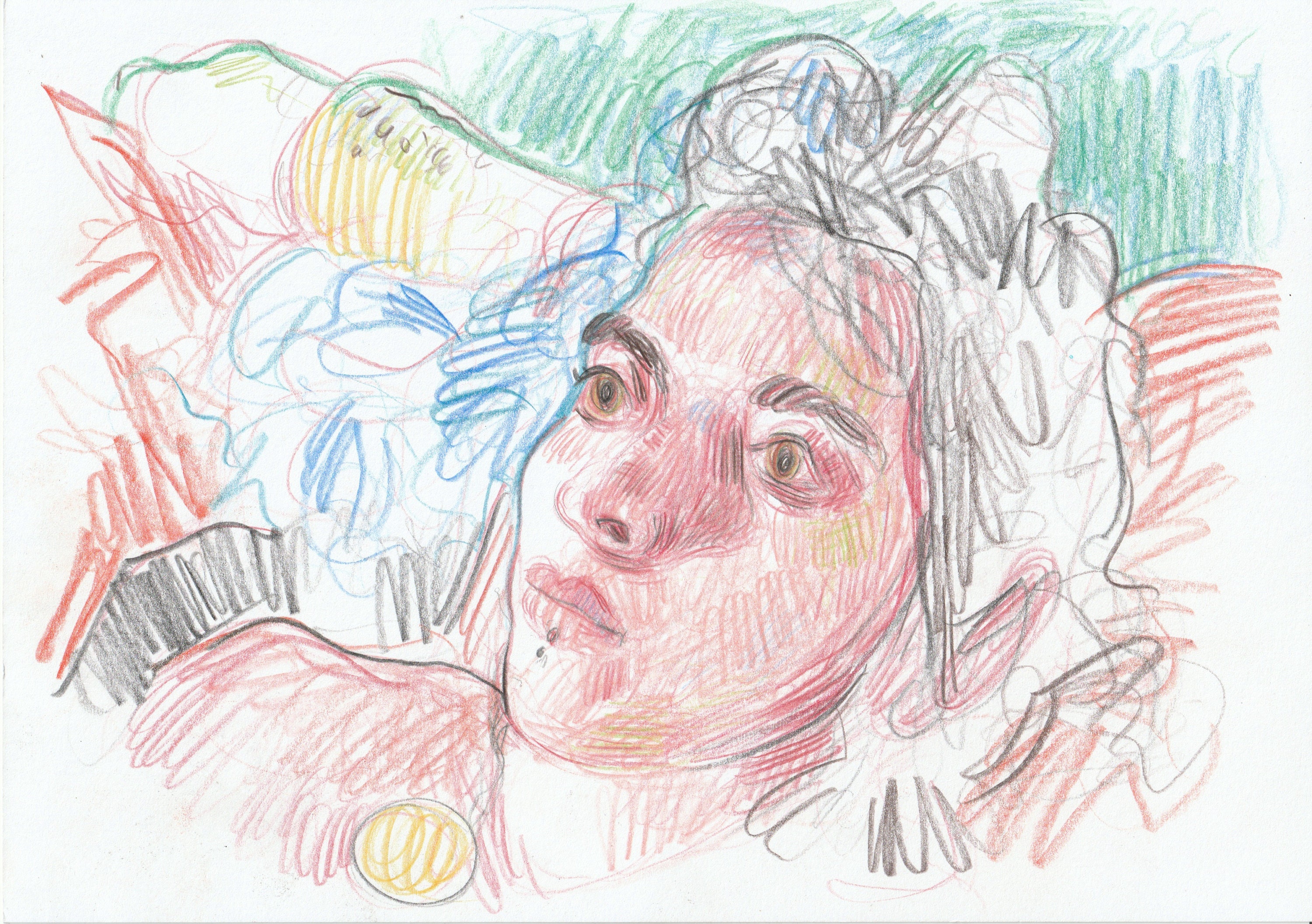 Ines Original Portrait Drawing in Colour Pencil A4 21 X 29.7cm 8.3 X 11 ...