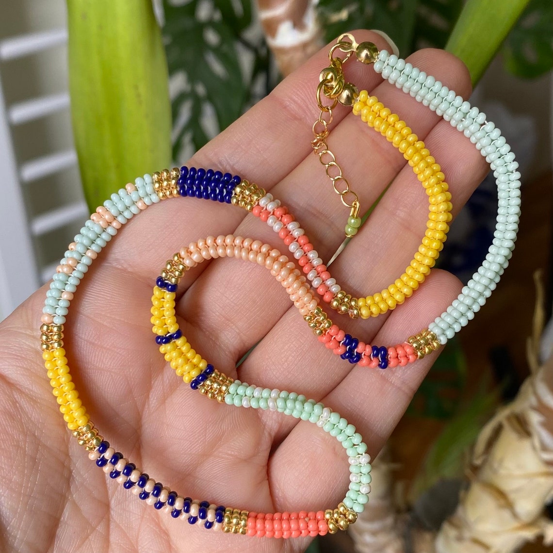 Beaded Pastel Colors Handwoven Jewelry Handmade Necklace - Etsy