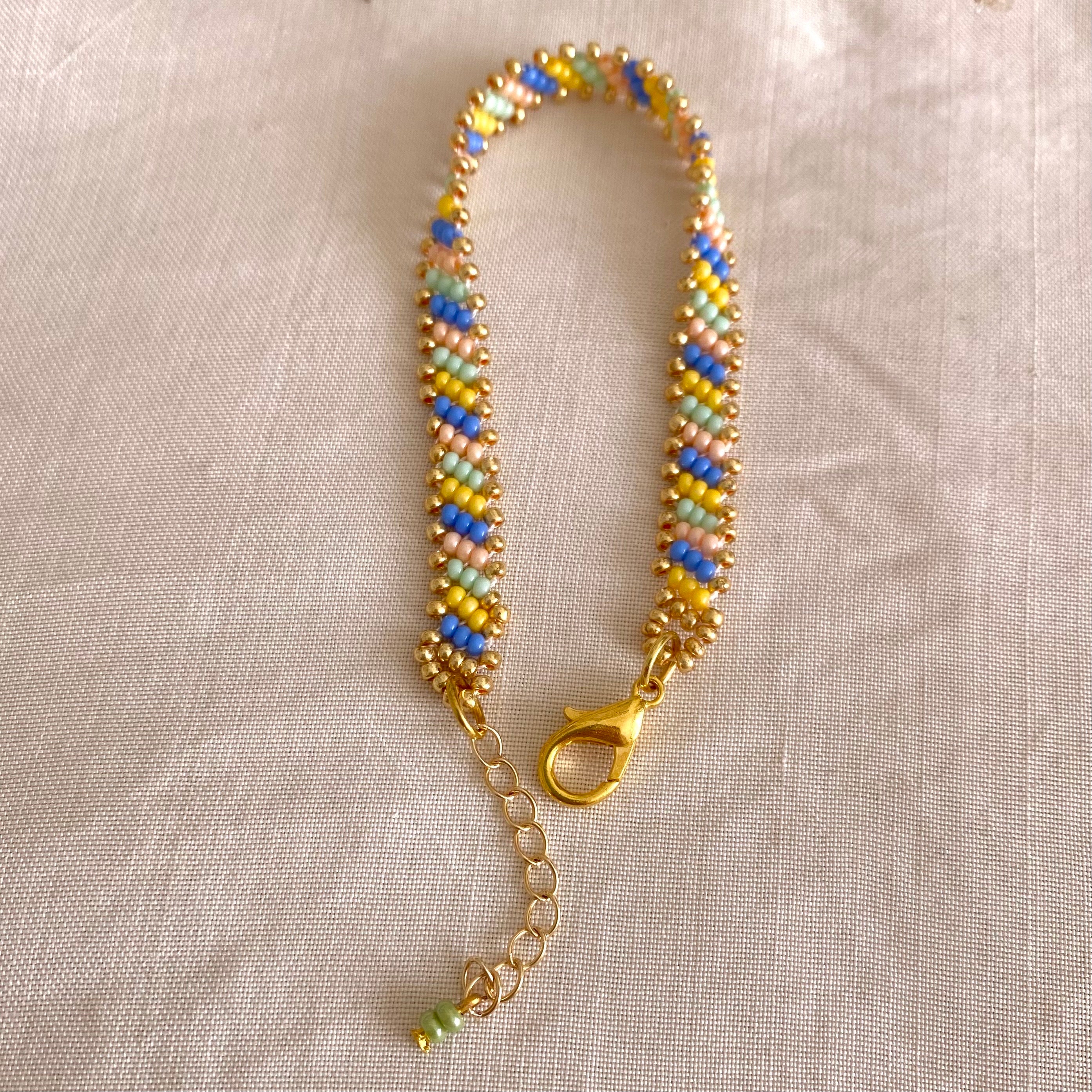 Beaded Pastel Colors Handwoven Jewelry, Handmade Bracelet Beaded, Seed ...
