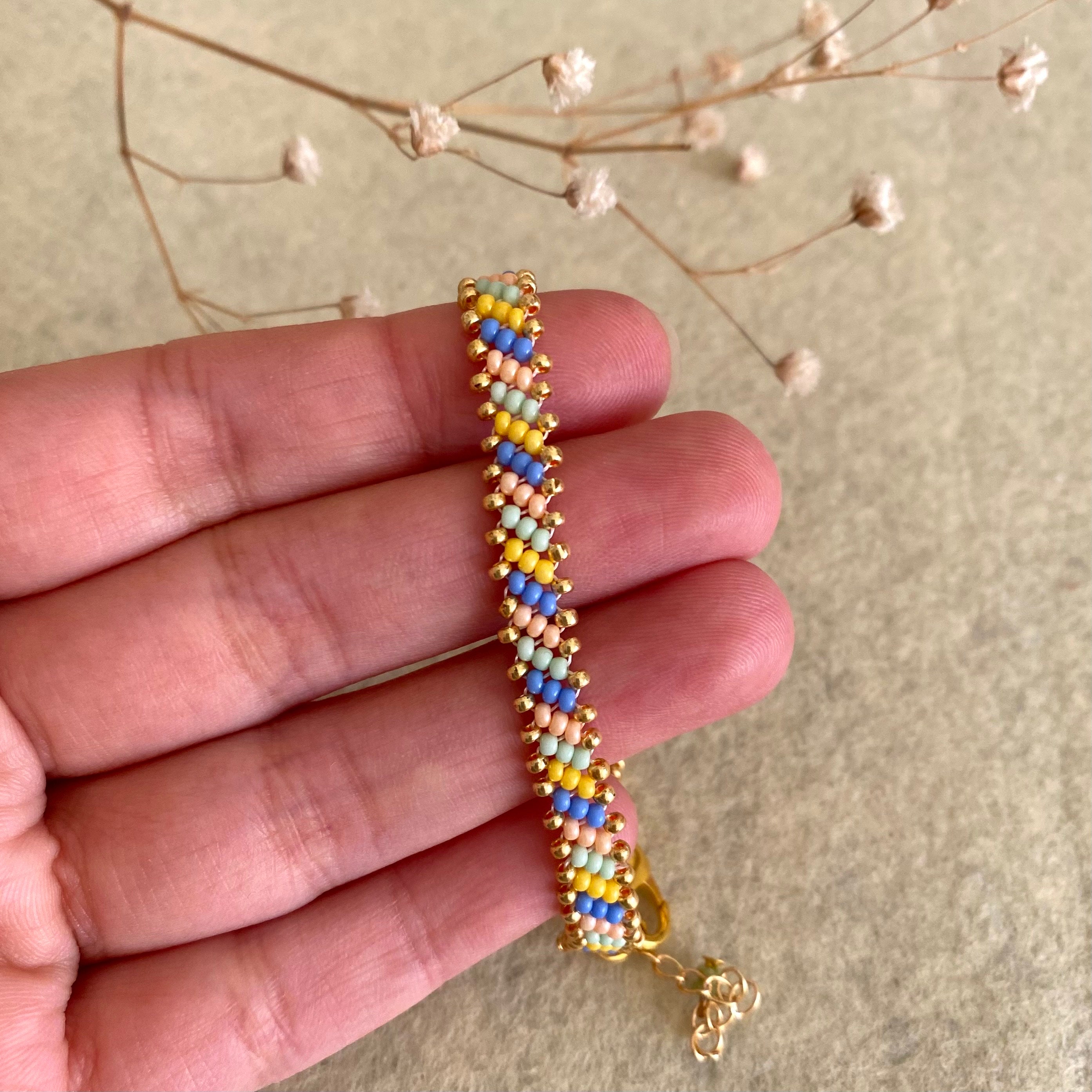 Beaded Pastel Colors Handwoven Jewelry, Handmade Bracelet Beaded, Seed ...