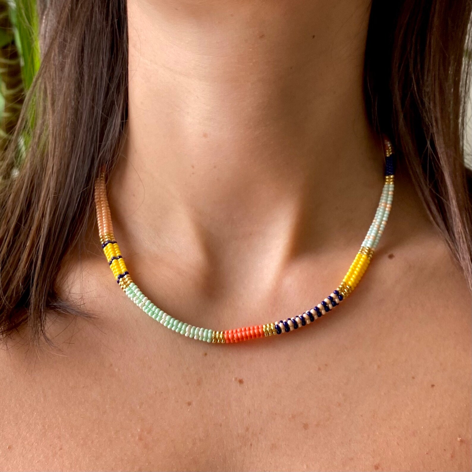 Beaded Pastel Colors Handwoven Jewelry Handmade Necklace - Etsy