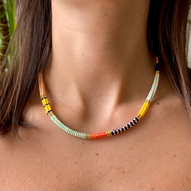 Beaded Pastel Colors Handwoven Jewelry Handmade Necklace - Etsy