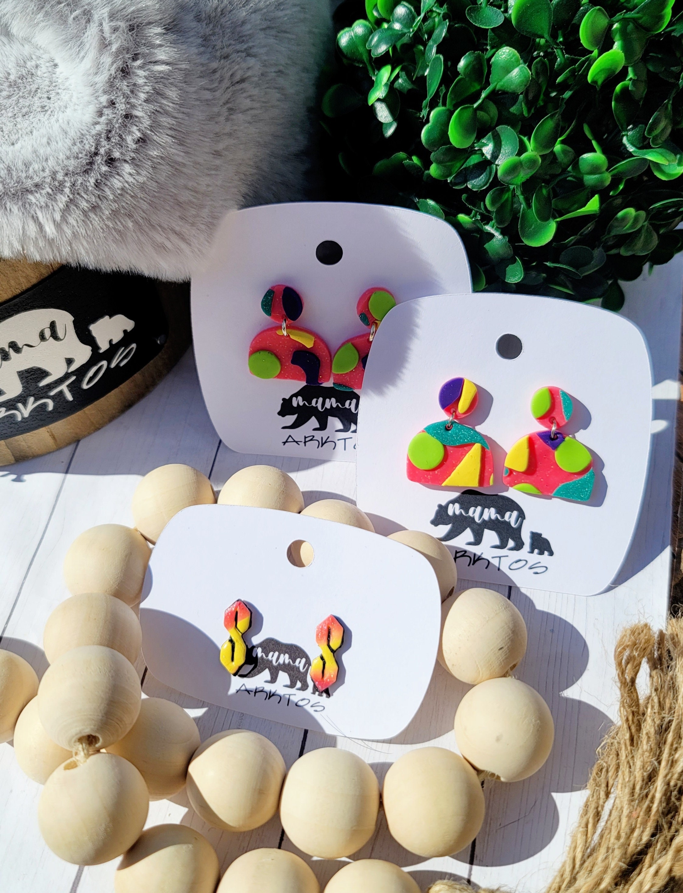 90s Style Earrings, Polymer Clay, Classic 90s S Earrings, Dangle ...