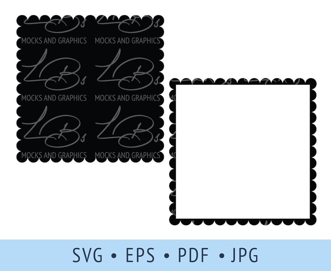 Scallop Square SVG Scalloped Edge Square Vector - Etsy