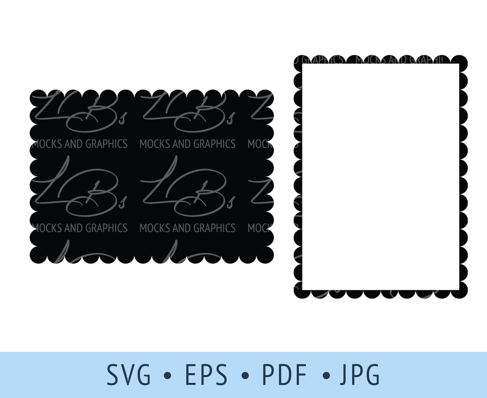 Scallop Rectangle SVG Scalloped Edge Rectangle Vector - Etsy