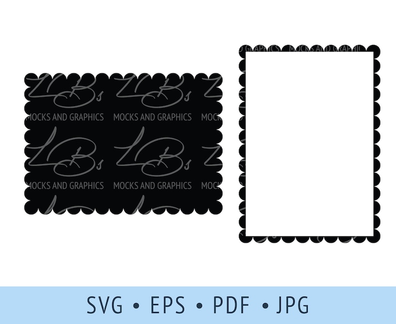 Scallop Rectangle SVG Scalloped Edge Rectangle Vector - Etsy