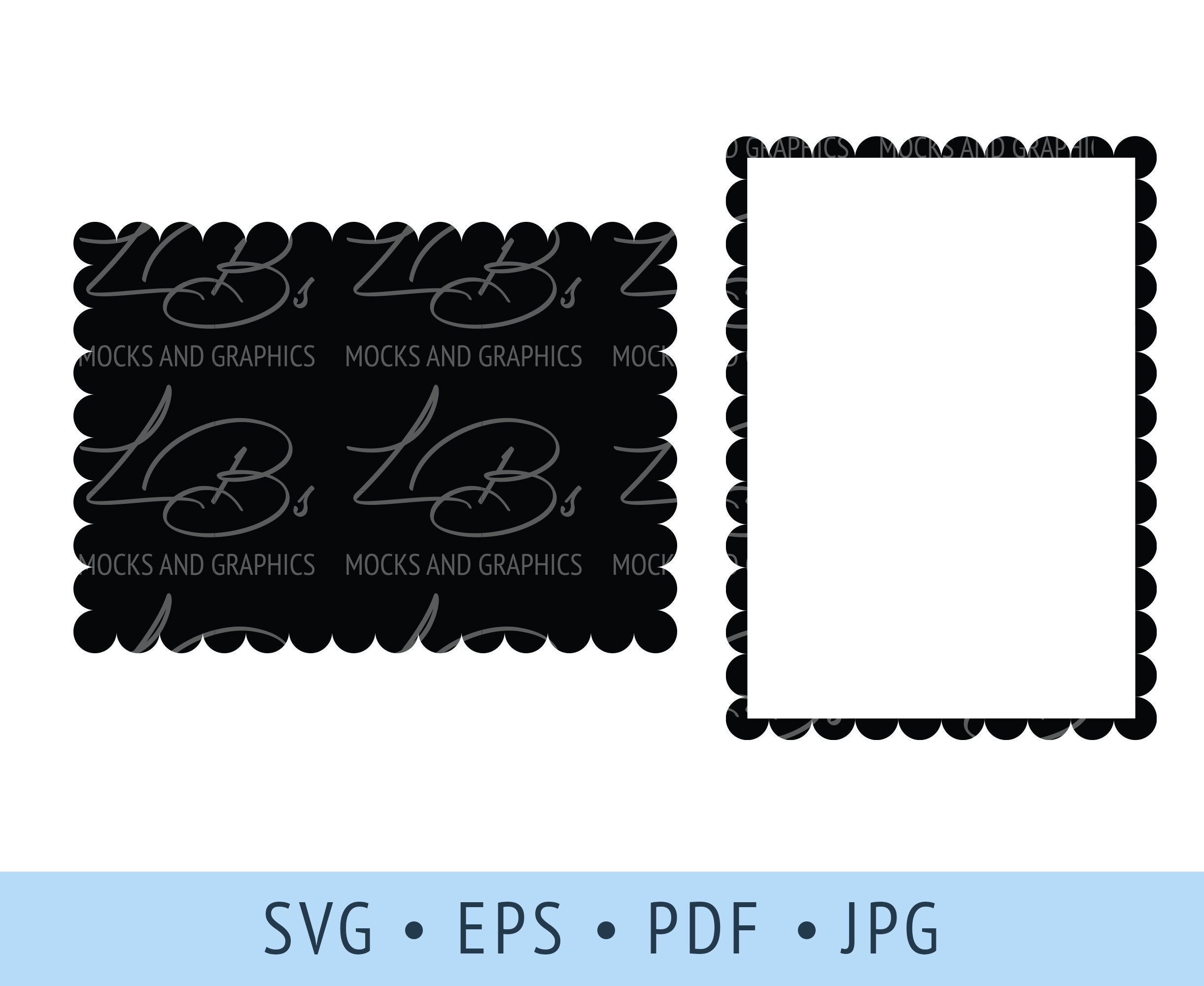 Scallop Rectangle SVG Scalloped Edge Rectangle Vector - Etsy