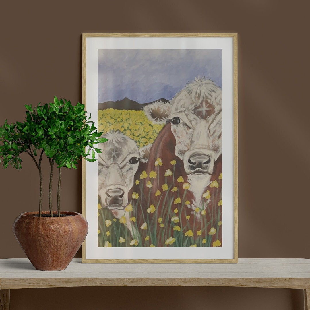 Farmhouse Cow Print | Vintage Cow Art | Farmhouse Decor | Printable Cow ...