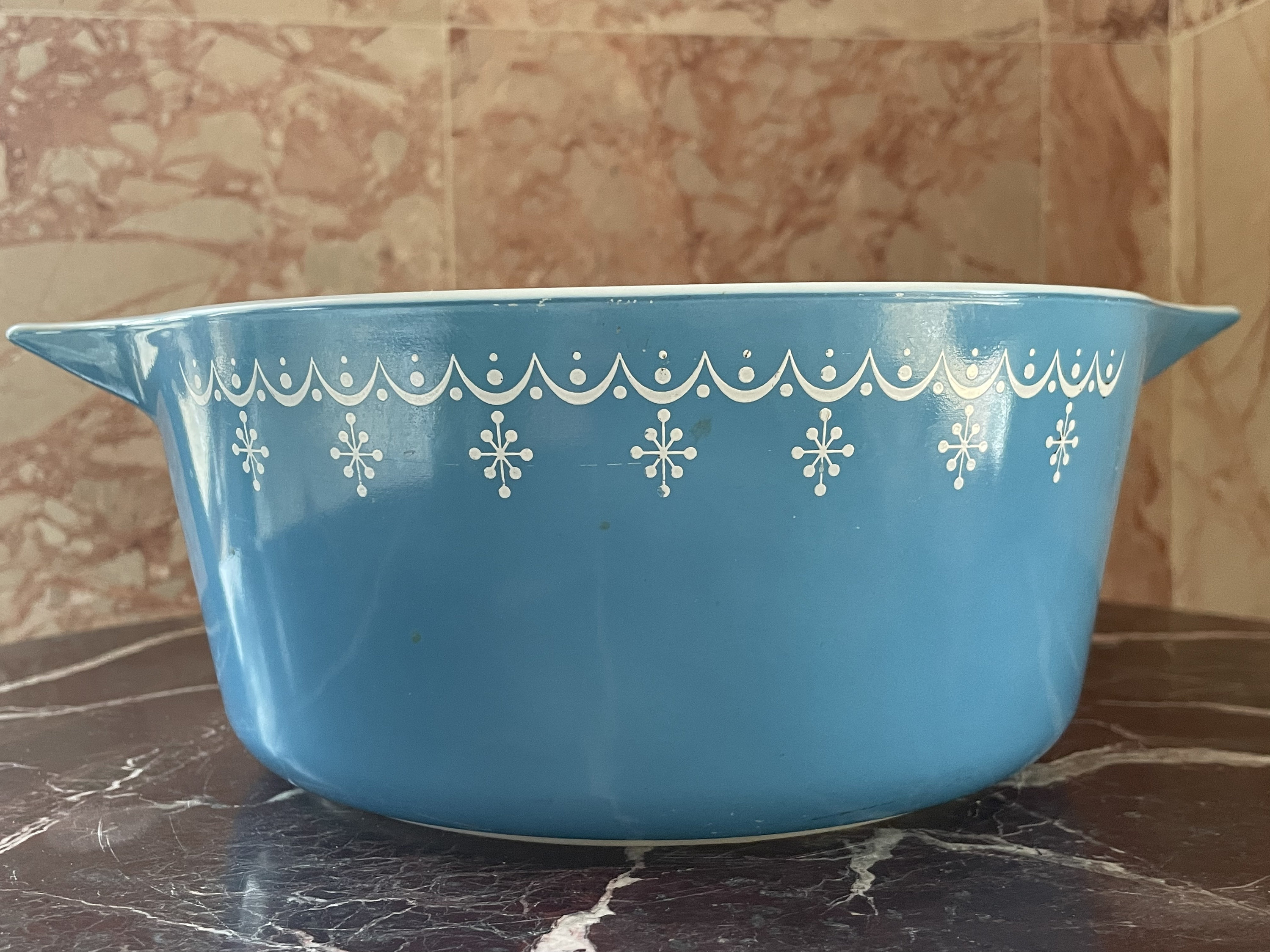 Vintage PYREX 475-B Blue Snowflake Garland 2.5 QT Cooking Baking Bowl ...