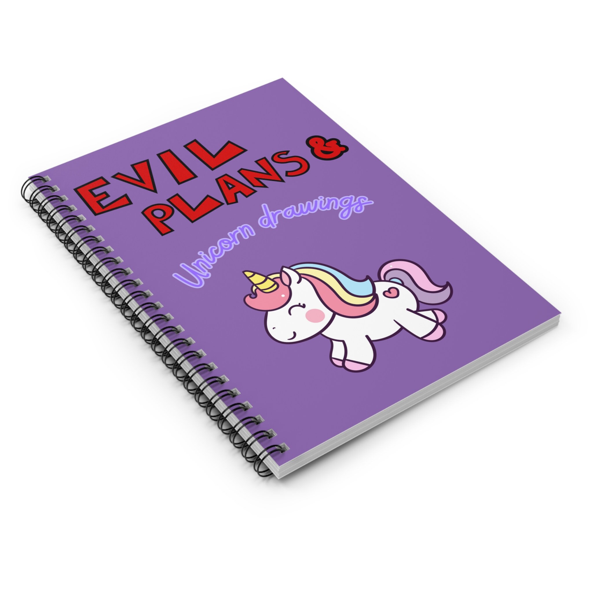Evil Plans and Unicorn Drawings Spiral Notebook - Ruled Line - Etsy