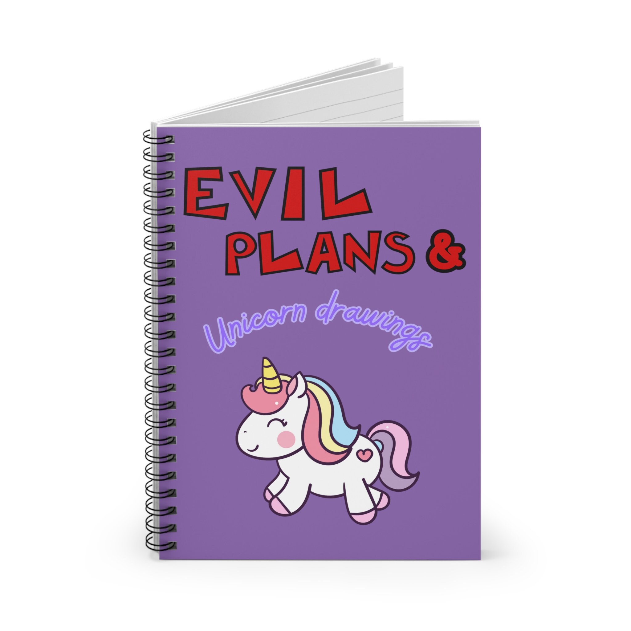 Evil Plans and Unicorn Drawings Spiral Notebook - Ruled Line - Etsy