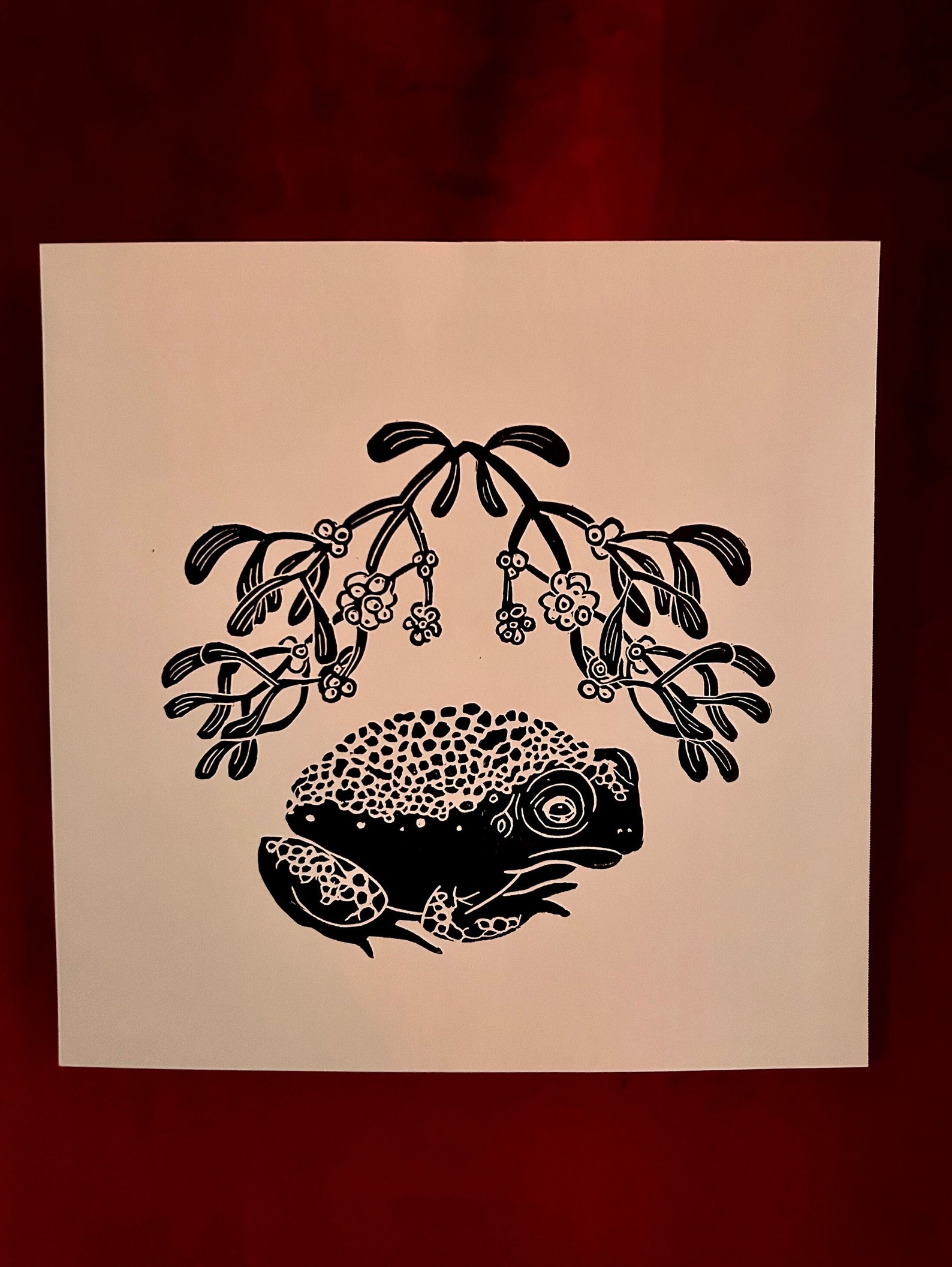 Mistletoad Linocut Print - Etsy