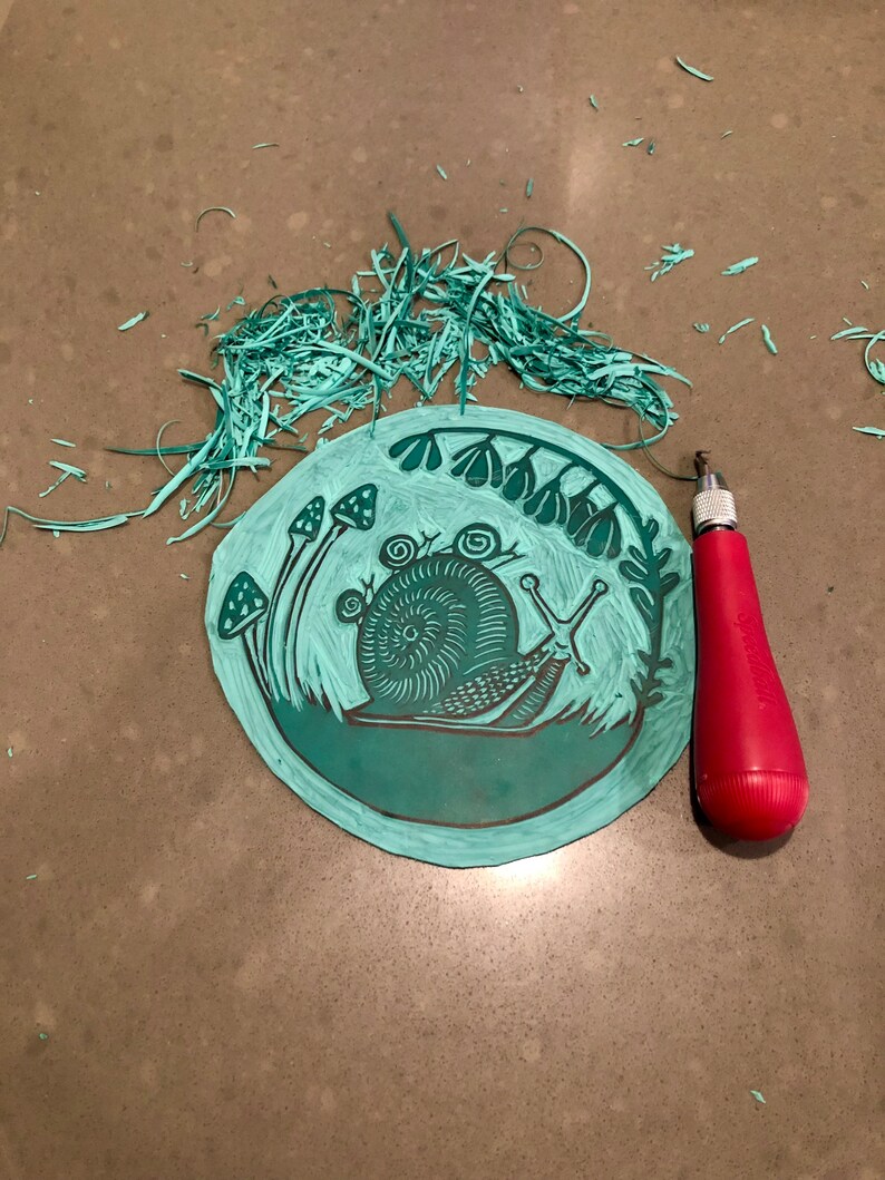 Snail Linocut Print - Etsy