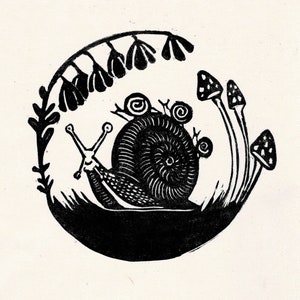 Snail Linocut Print - Etsy