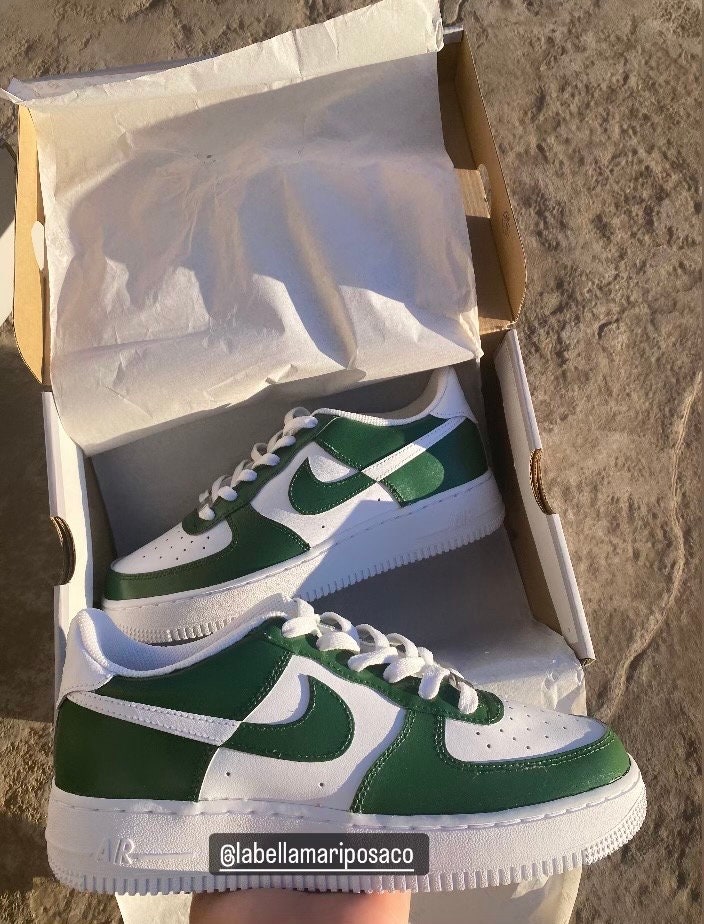 Green Custom Air Force 1 Sneakers, Custom AF1 Green , Custom Nike ...