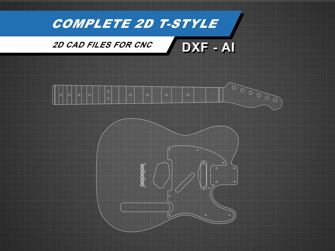 T-style Electric Guitar | Body Neck and Pickguard | 2D CAD Files for ...