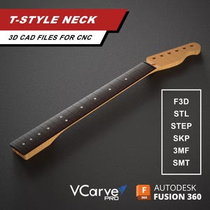 T-style Electric Guitar | Neck and Fretboard | 3D CAD Files for CNC ...