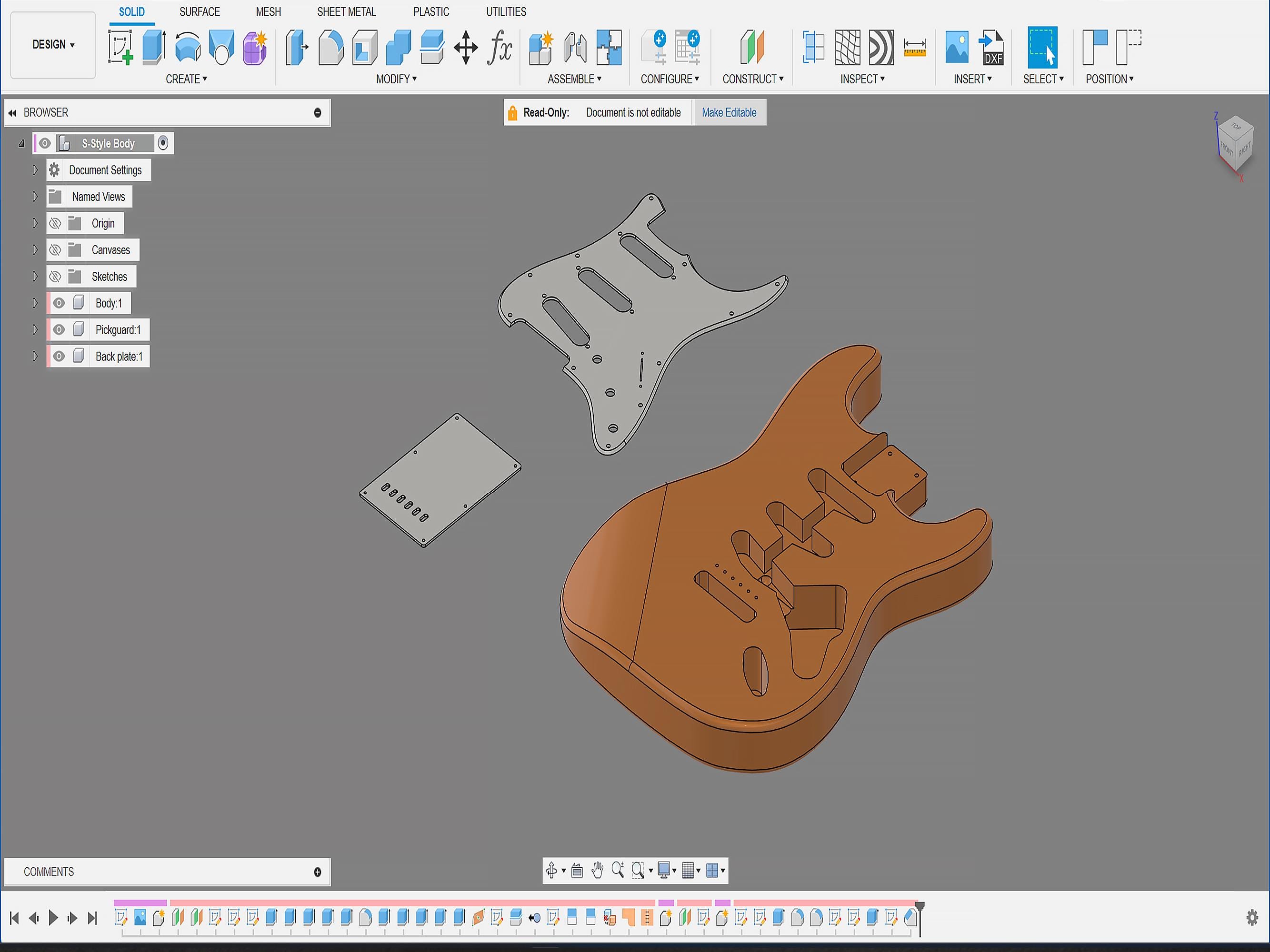 S-style Electric Guitar | Body SSS Pickguard Backplate | 3D CAD Files ...
