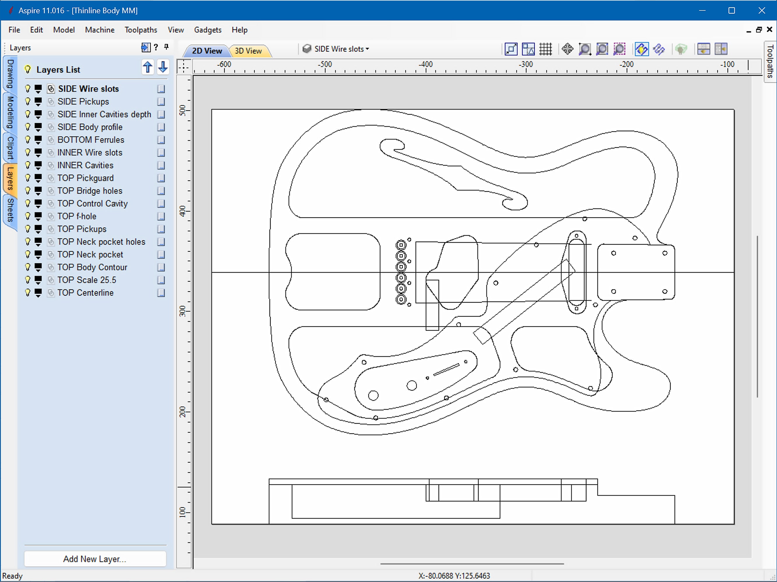 Telecaster Thinline Electric Guitar Body and Pickguard 2D CAD Files Instant Download CNC ...