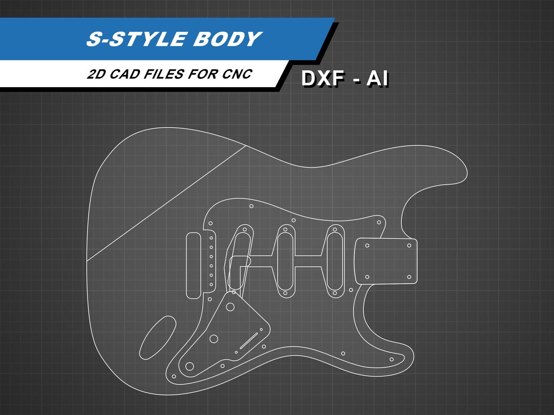 S-style Electric Guitar | Body and Pickguard | 2D CAD Files for CNC ...