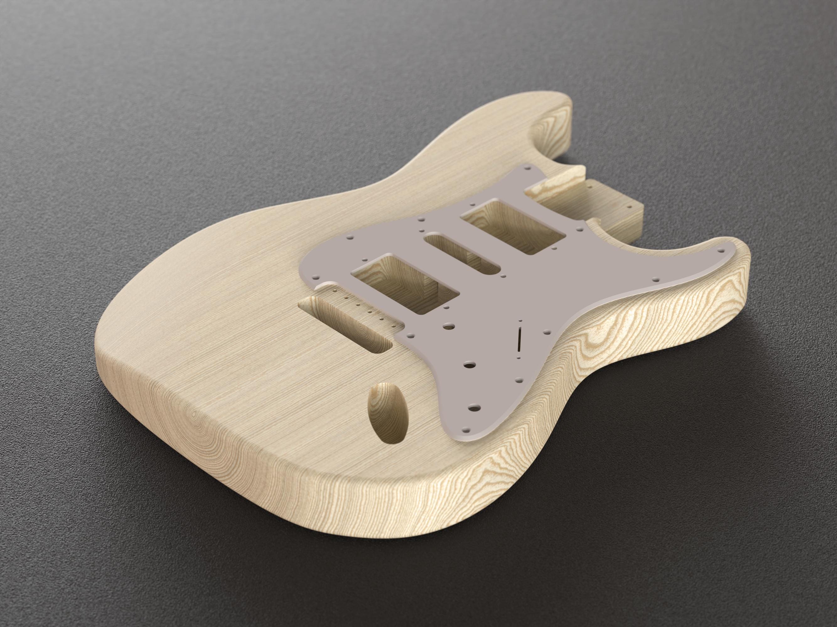 S-style Electric Guitar | Body HSH Pickguard Backplate | 3D CAD Files ...
