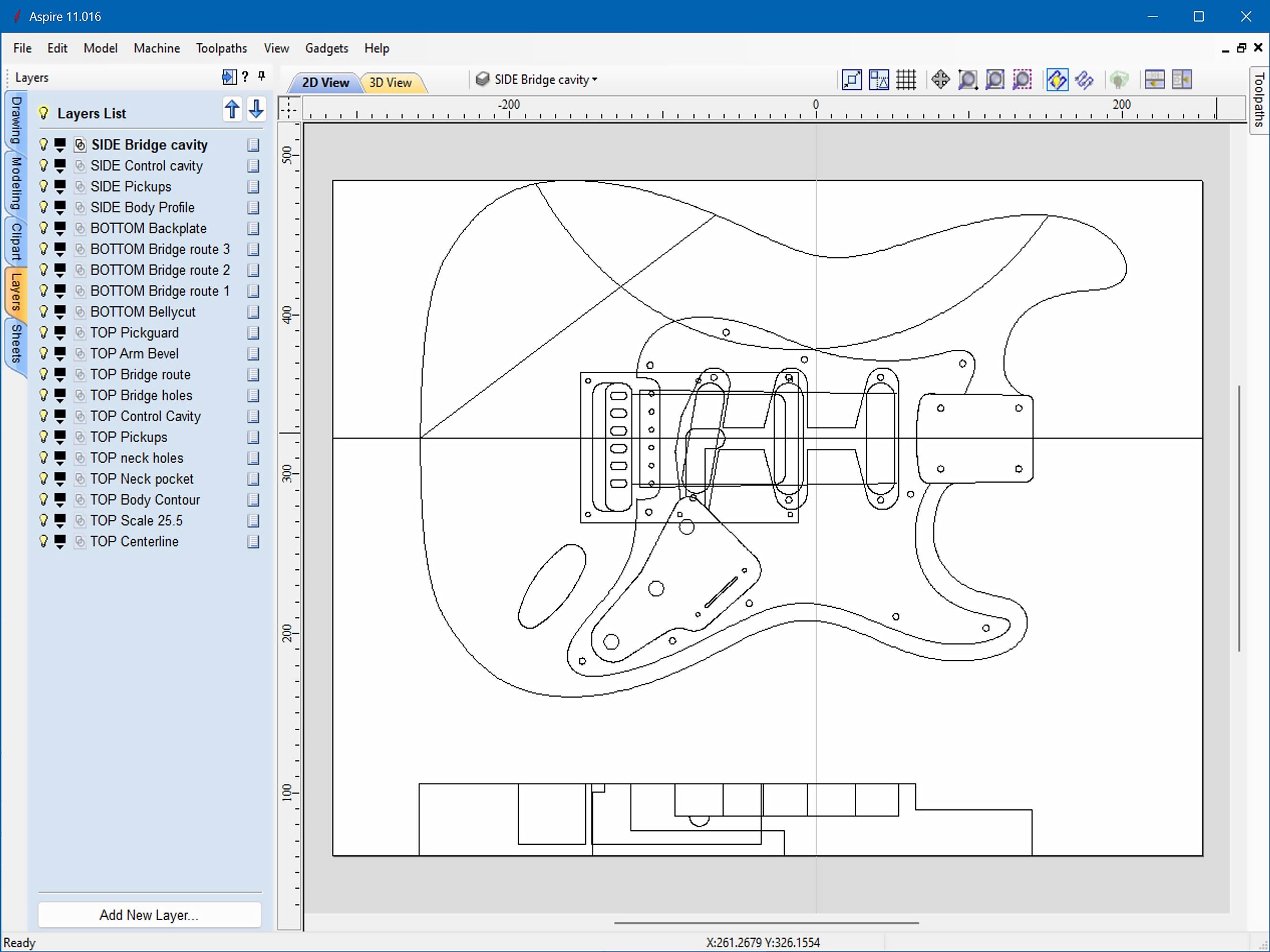 S-style Electric Guitar | Body and Pickguard | 2D CAD Files for CNC ...
