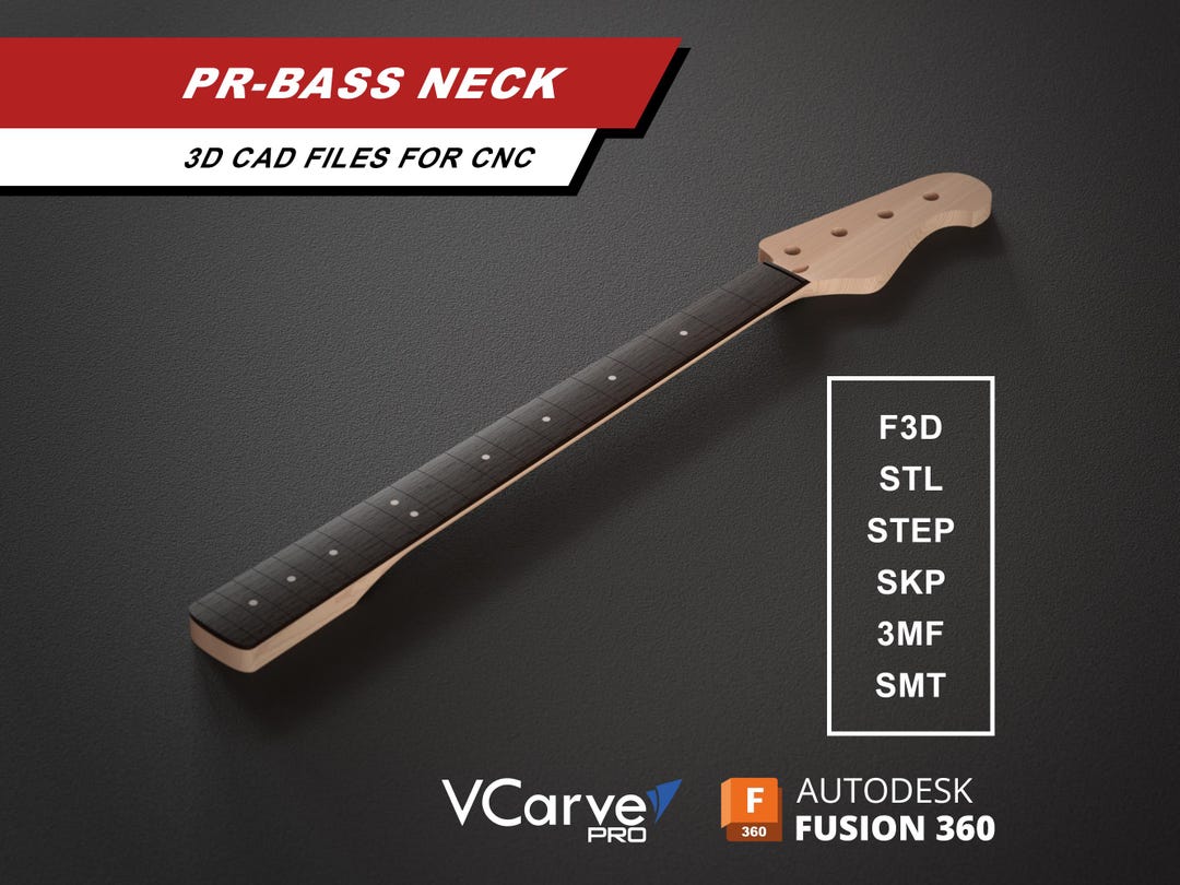 Pr-bass Electric Bass | Neck and Fretboard | 3D CAD Files for CNC | F3d ...
