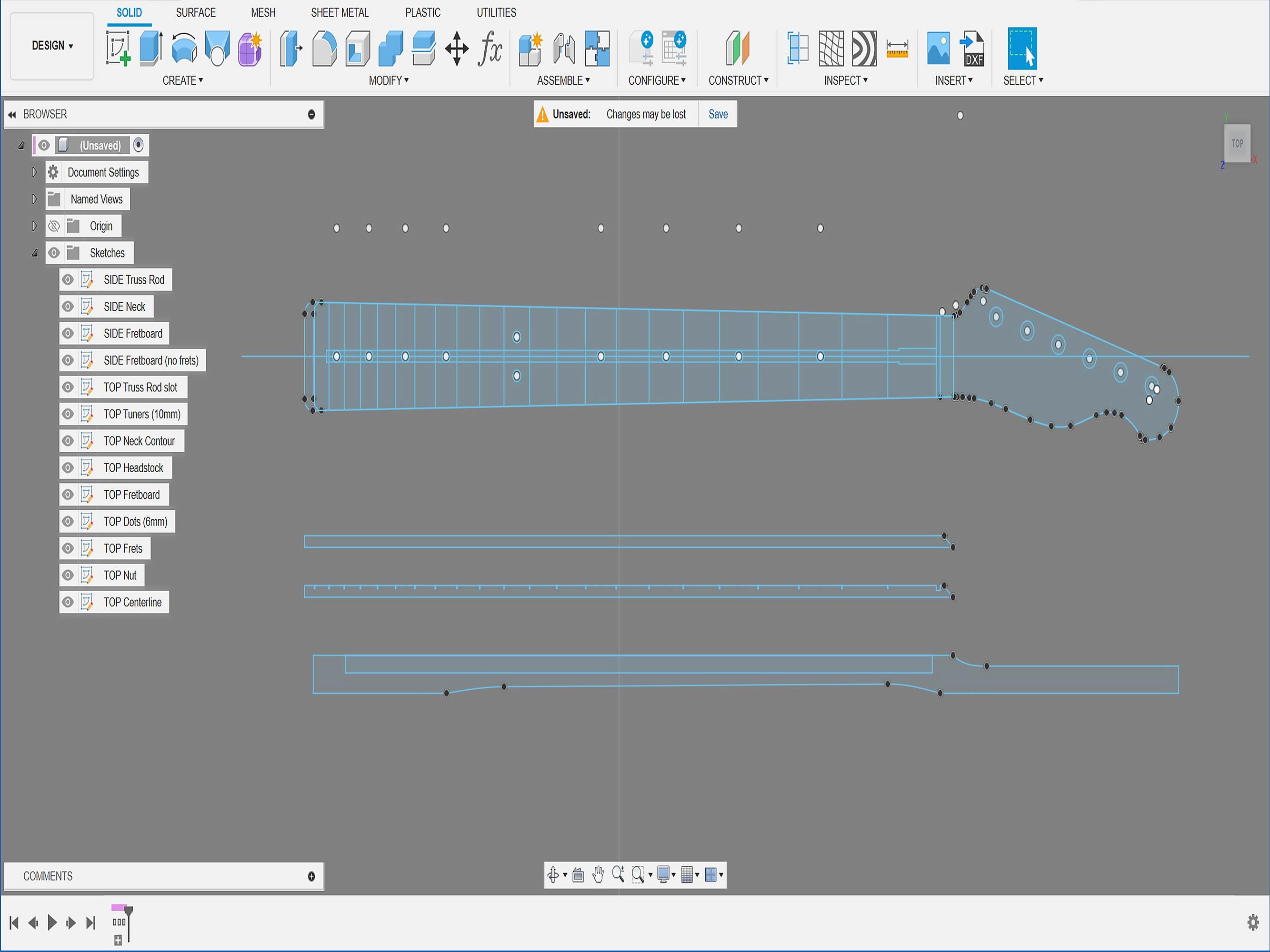 T-style Electric Guitar | Neck and Fretboard | 2D CAD Files for CNC ...