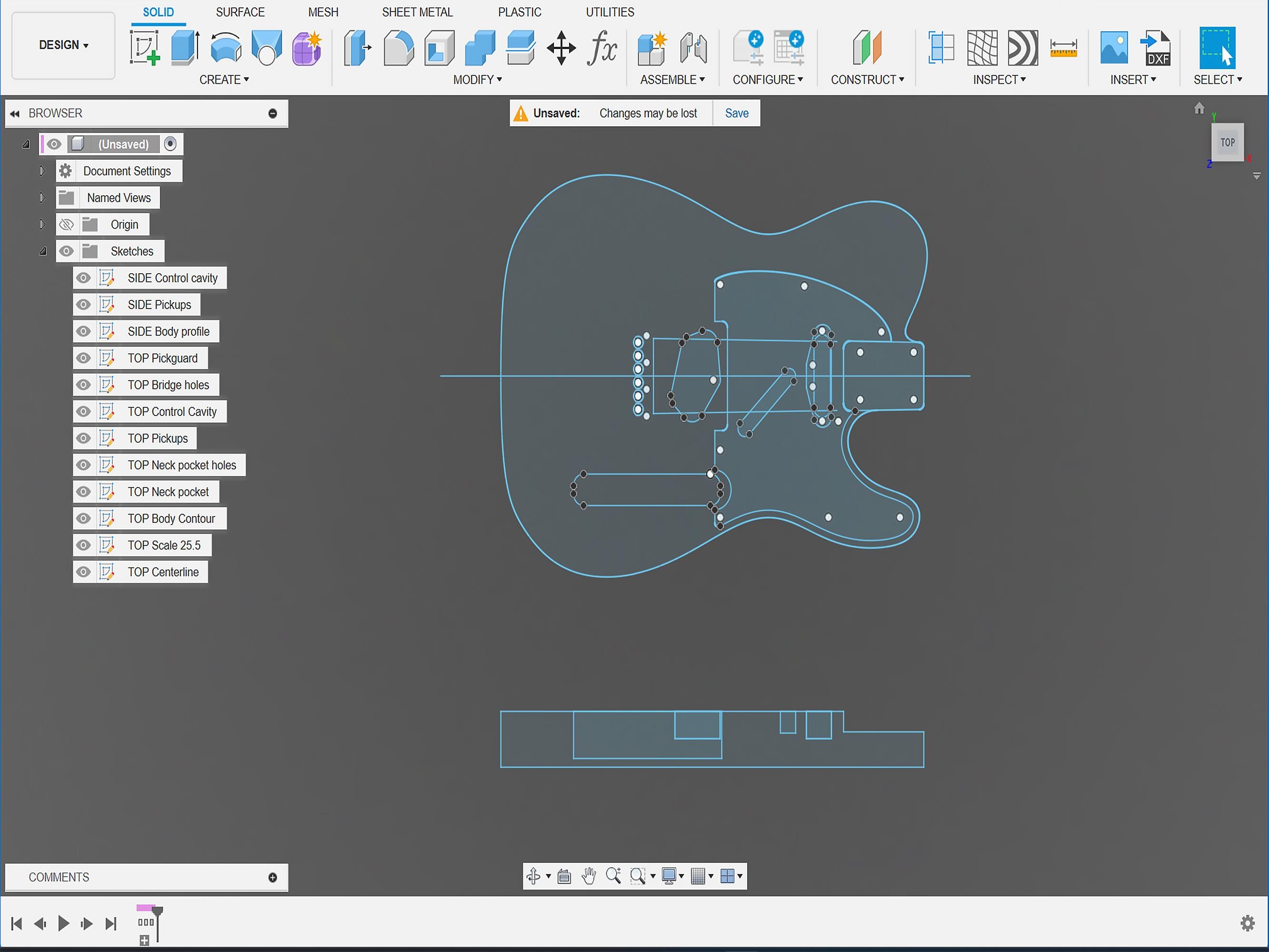 T-style Electric Guitar | Body and Pickguard | 2D CAD Files for CNC ...