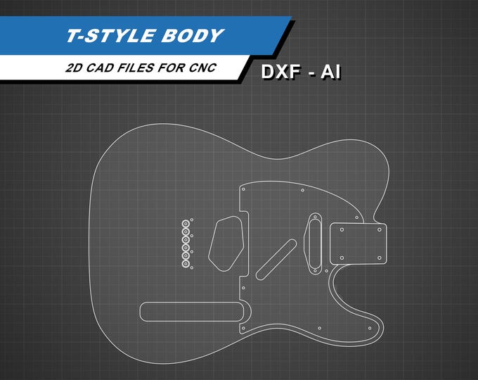 T-style Electric Guitar | Body and Pickguard | 2D CAD Files for CNC ...